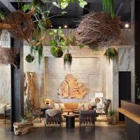 China Anti Aging Artificial Potted Plants Green Leaf Bar Music Restaurant Hanging Window Ceiling for sale