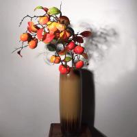 China Anti Fading Artificial Persimmon Red Fruit Tree Home Desktop Soft Decoration for sale