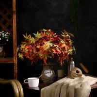 China Red Green Artificial Maple Tree Vase Flower Basket Shooting Landscaping Prop for sale
