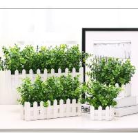China Mini Artificial Potted Floor Plants Plastic Eucalyptus Set For Desk Decoration for sale