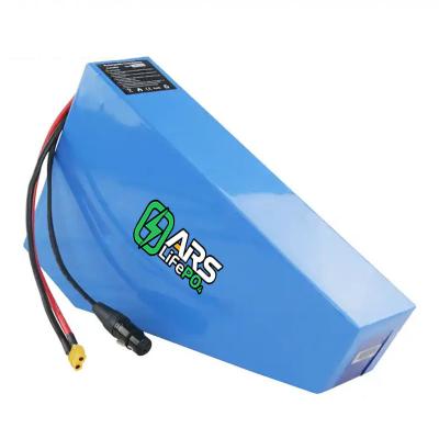 China Customized 48V 25.6Ah Triangle Ebike Lithium Battery Pack 390X 255X 75 mm 112 Pieces 18650 or 84 Pieces 21700 for sale