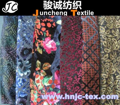 China New burnout various style polyester fabric miro velvet fabric women apparel fabric for sale
