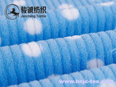 China Printed small dots stripes coral fleece fabric for blanket fabric and apparel for sale