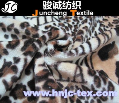 China Leopard and letter pattern polyester and spandex blended elastic velvet/velour fabric for sale
