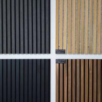 China Three Side Wood Veneer Slat Wall Acoustic Panel Walnut E0 Grade 21mm Thick for sale