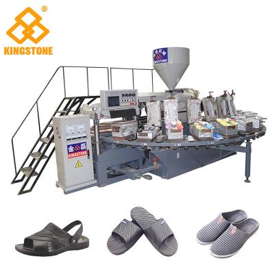 China Plastic Shoe Making Production Line , Rotary TPR PVC Shoe Sole slipper Making Machine for sale