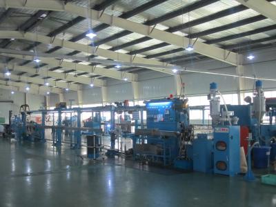 China Electrical Cable Wire Extrusion Line Machine for PVC PE PTFE Materials with 1000mm Pay-Off and 220m Accumulator for sale