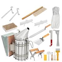 China Bee set smoker anti-bee gloves bee sweeping scraper cutting honey fork queen bee cage bee tools for sale