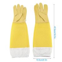 China Long Net Leather Beekeeping Gloves Breathable Anti Bee Sting Anti Cut for sale