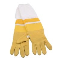 China Sting Proof Beekeeping Gloves Breathable Yellow Sheepskin Material for sale