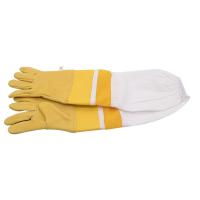 China Sting Proof Beekeeping Gloves Breathable Yellow Sheepskin Material for sale
