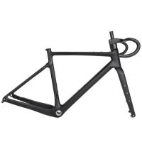 China Carbon Gravel Bike Frameset 700C Disc Brake T1000 Carbon Fiber Frame 47C Tire for sale