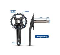 China Aluminum Alloy Mountain Bike Crankset 104BCD 32T 170mm Single Chainring Black for sale