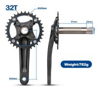 China Aluminum Alloy Mountain Bike Crankset 104BCD 32T 170mm Single Chainring Black for sale