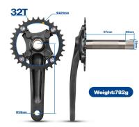 China Aluminum Alloy Mountain Bike Crankset 104BCD 32T 170mm Single Chainring Black for sale