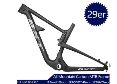 China 29er Carbon Full Suspension Frame 150mm Travel Boost 148x12mm T1000 All Mountain MTB for sale