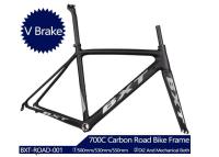 China 700C Carbon Road Bike Frame T1000 V Brake Frameset 500mm 530mm 550mm for sale