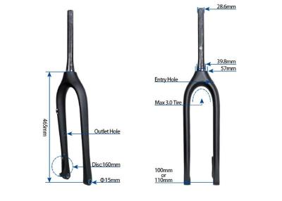 China 27.5 Inch Full Carbon MTB Fork Thru Axle 110mm 100mm Disc Brake Tapered for sale