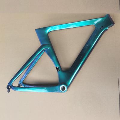 China 700C Chameleon Color Carbon Fiber Road Frame Fixed Gear Tracking Road Frameset for sale