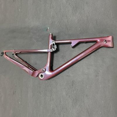 China 29er XC Full Suspension Carbon Mountain Bike Frame T1000 100mm Travel Chameleon Dark Red for sale