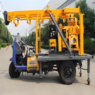 China Tricycle Mounted Water Well Drilling Machine 200m with DTH Air Compressor Hammer for sale