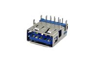 China Type A USB 3.1 AF 9 Pin 4 Legs Female Socket SMT Flat Solder Connector 90 Degree for sale