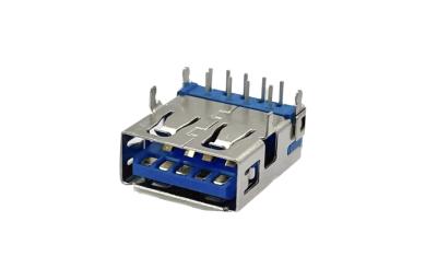 China Type A USB 3.1 AF 9 Pin 4 Legs Female Socket SMT Flat Solder Connector 90 Degree for sale