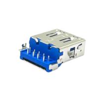 China Female DIP USB Connector PCB Mount Socket RVS USB3.0 Type A STD 9 Pin for sale