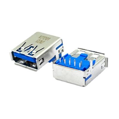 China USB3.1 A L16.5mm PCB USB Socket Female PA9T 90 Degrees STD 9 Pins Reel Packaging for sale