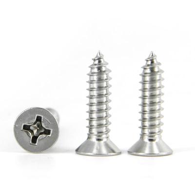 China 304 Stainless Steel Flat Head Self Tapping Wood Screws OEM Length For Plastic Metal for sale