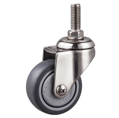 China Durable Light Medium Duty Grey Rubber Swivel Plate Mount Castors With Trailing Total Lock Caster for sale