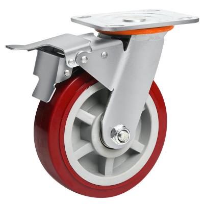 China 4/5/6/8-Inch Heavy Duty Universal Wheel PU Rolling Swivel Caster Wheels For Furniture Silent Industrial Trolley Wheels for sale