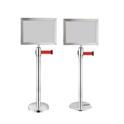 China Custom Heavy Duty Hotel Pedestal Sign Stand With Vertical Poster Display Frame for sale