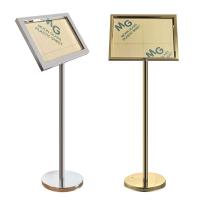 China Luxury Style Hotel Sign Stand Stainless Steel Lobby A4 Advertising Display Holder for sale