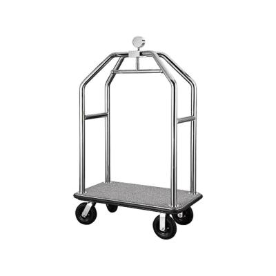 China OEM Stainless Steel Hotel Porter Trolley Luxury Crown Foldable Cart For Luggage for sale