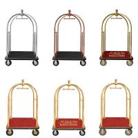China Hotel Stainless Steel Bellman Luggage Trolley Cart Heavy Duty Customized Color for sale
