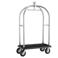 China Golden Color 304 Steel Hotel Luggage Cart Concierge Birdcage Knock Down Structure for sale