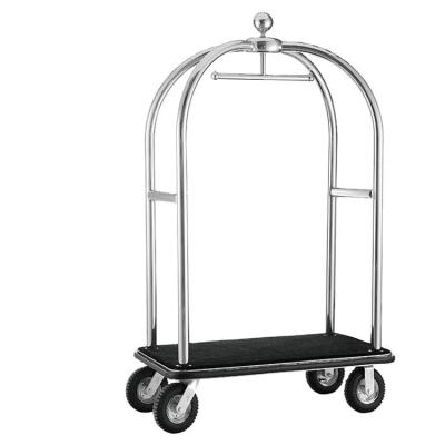 China Golden Color 304 Steel Hotel Luggage Cart Concierge Birdcage Knock Down Structure for sale