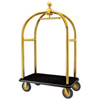 China High End Gold Plating Hotel Lobby Luggage Cart Anti Slip Bellboy Luggage Trolley for sale