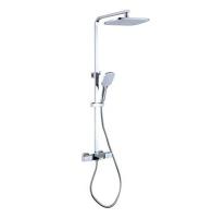China Brass Body Square Pipe Rainfall Shower Head With Thermostatic Bath Shower Mixer for sale