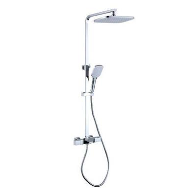 China Brass Body Square Pipe Rainfall Shower Head With Thermostatic Bath Shower Mixer for sale