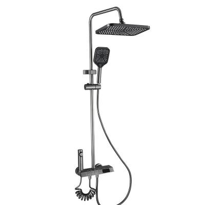 China Aluminum Alloy Piano Lacquer Bathroom Shower Set 4 Function Customized Color for sale
