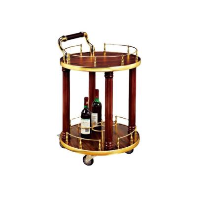 China OEM Stainless Steel Hotel Wine Service Cart Liquor Trolley Double Layer Design for sale
