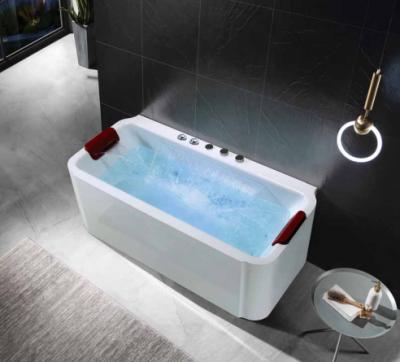 China Freestanding Rectangular Hotel Bathtub Featuring Overflow Cover and Glossy Surface Finish Perfect Choice for Upscale Hotel Bathroom Installations for sale