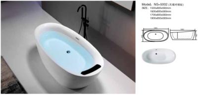 China Acrylic Hotel Bathtub with Glossy Surface Finish, Center Drain Location, and Freestanding Installation for sale