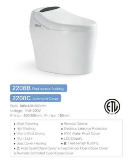 China Smart Toilet with Automatic Self-cleaning Nozzle, Instant Heating Type, and Less Than 40 DB Noise Level for Enhanced Hygiene and Comfort for sale