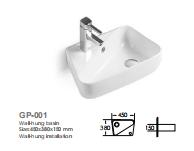 China Glossy Surface Finish Bathroom Wash Basin with Single Hole Mounting and Overflow Hole for Modern Bathrooms for sale