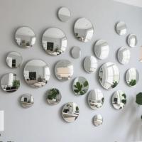China Round Silver Wall Mirror Set Multi-Size Decorative Circular Mirror Stick On Modern Wall Art Mirror For Living Room Bedroom Home Decor Indoor Outdoor for sale