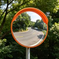 China Driveway 60cm 80cm 100cm Convex Traffic Safety Mirror Orange ABS Frame Round Custom Size OEM Available for sale