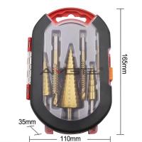 China 6PCS Titanium-Plated Step and Serrated Drill Bits Set the Perfect Tool for Woodworking Hole Opening and Slotting for sale
